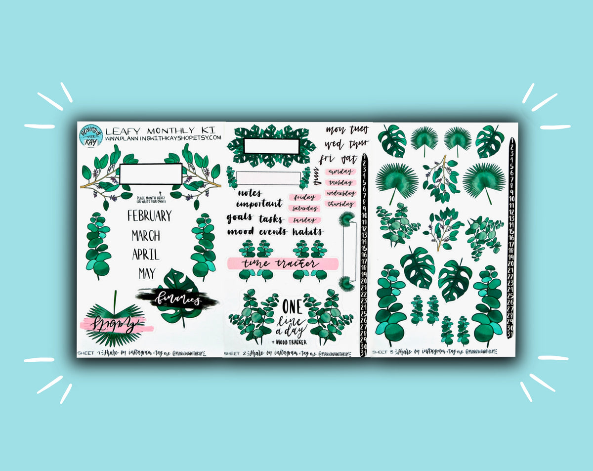 DIGITAL DOWNLOAD Leafy Monthly Kit – Planning With Kay