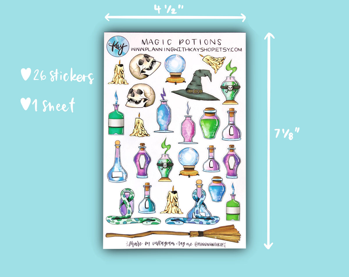 Magic Potions Sticker Sheet | Stickers for Planners, Journals ...