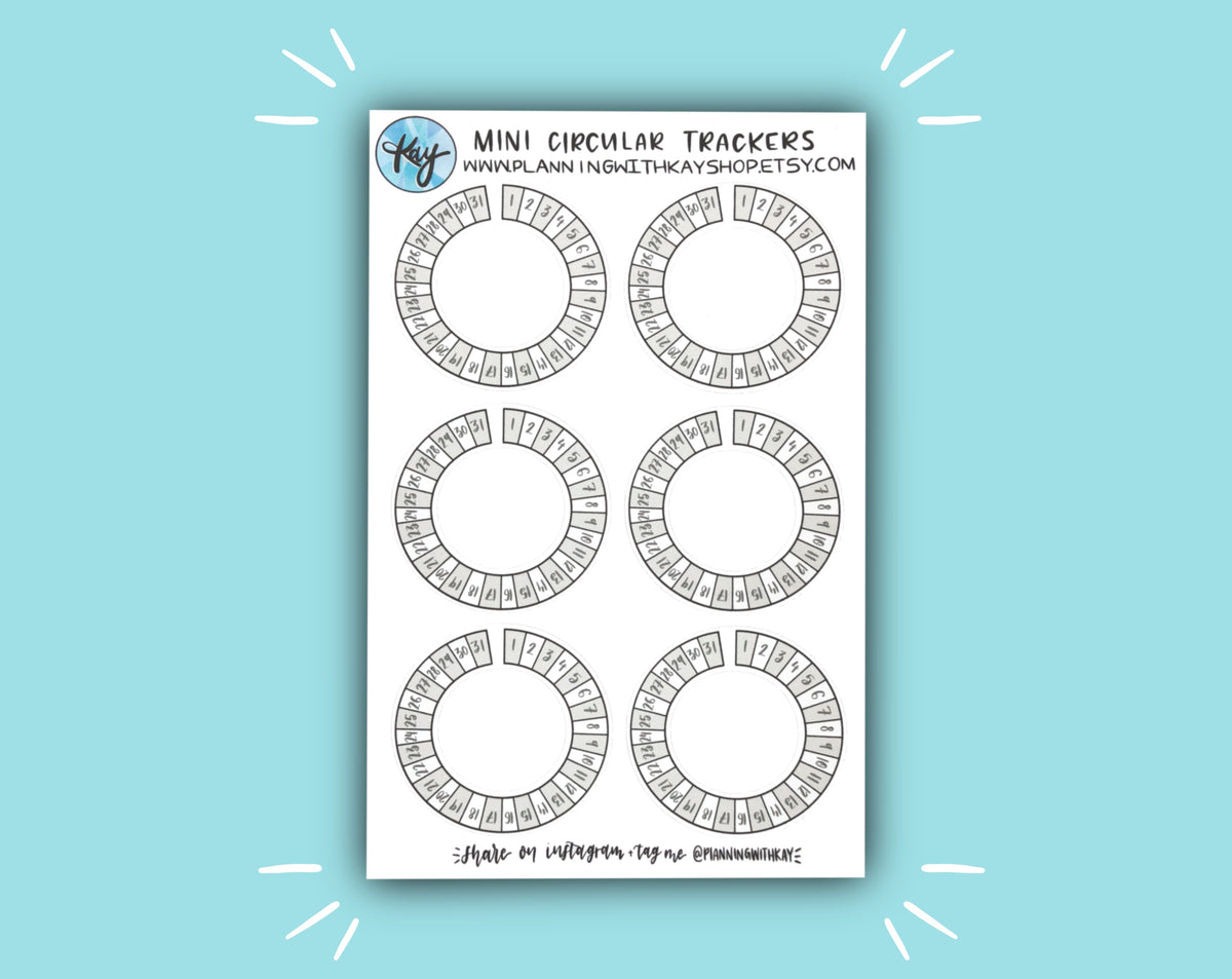 Mini Circular Tracker Sticker Sheet | Stickers for Planners, Journals ...