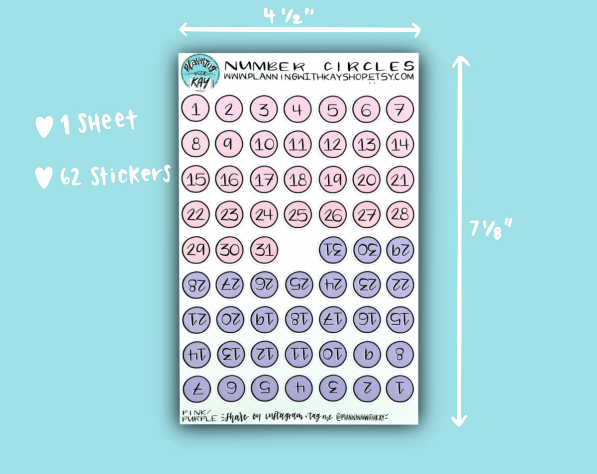 Number Circles | Stickers for Planners, Journals & Organizers ...