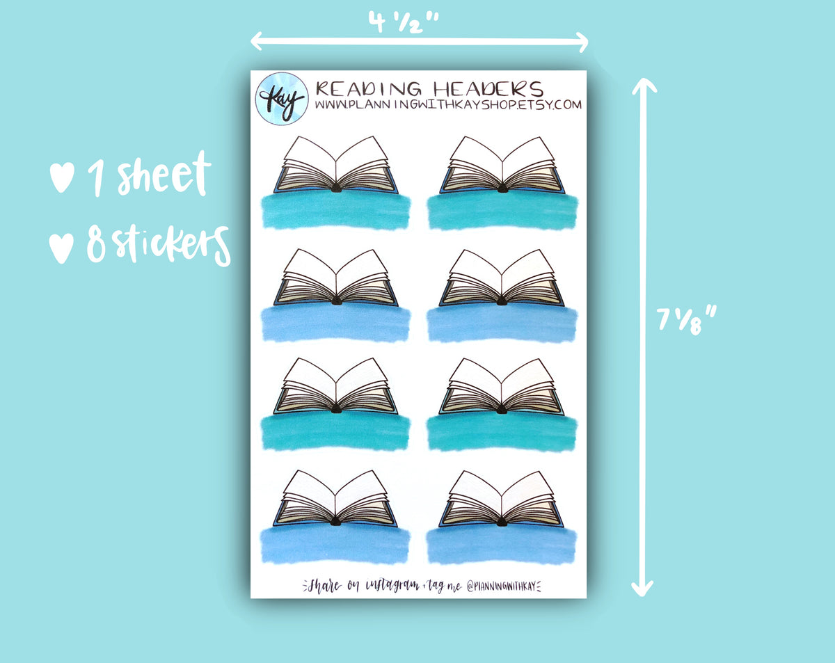Reading Header Sticker Sheet | Stickers for Planners, Journals ...