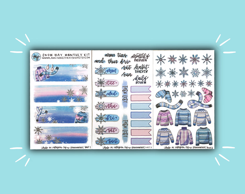 DIGITAL DOWNLOAD Snow Day Monthly Kit – Planning With Kay