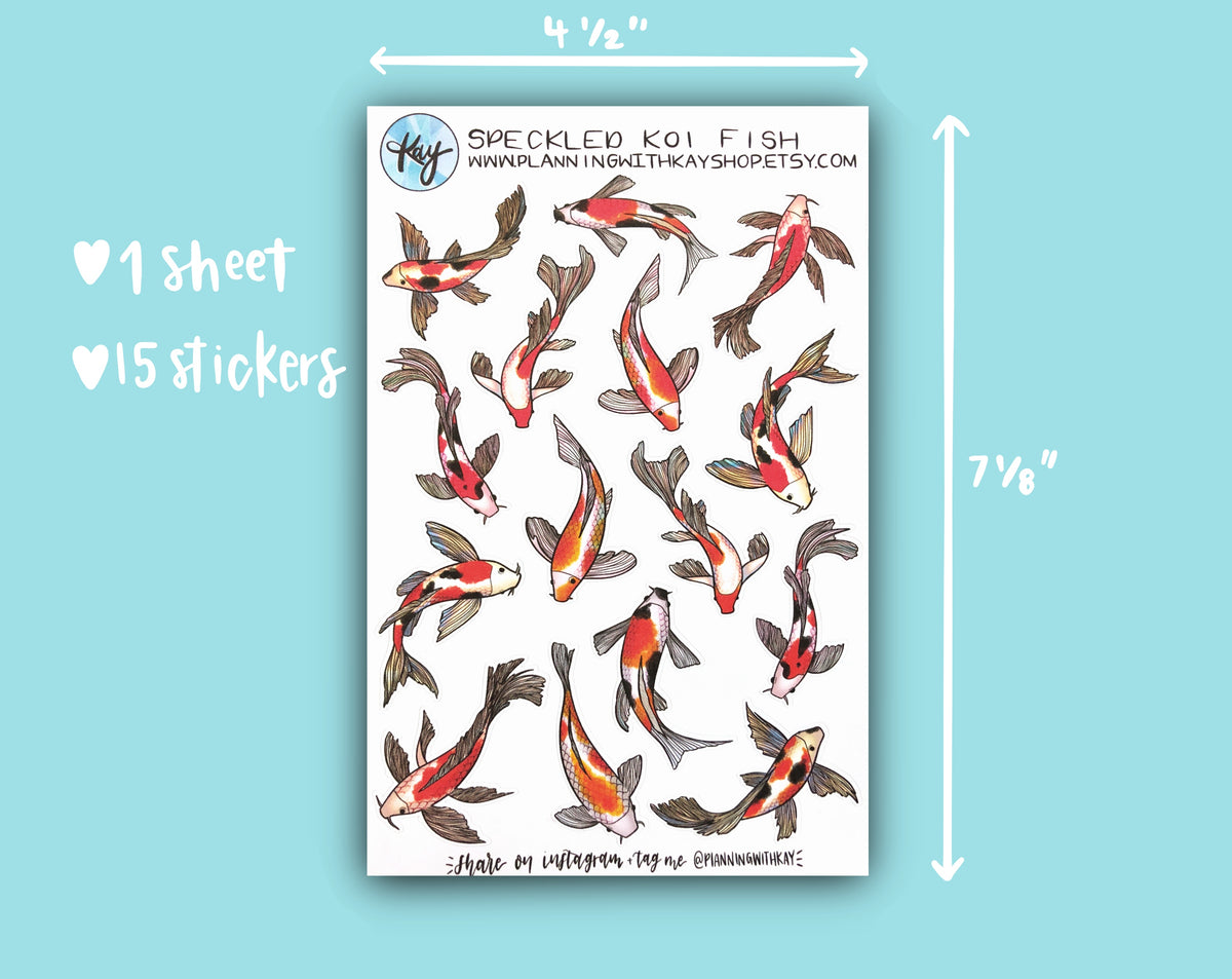 Speckled Koi Fish Sticker Sheet | Stickers for Planners, Journals ...