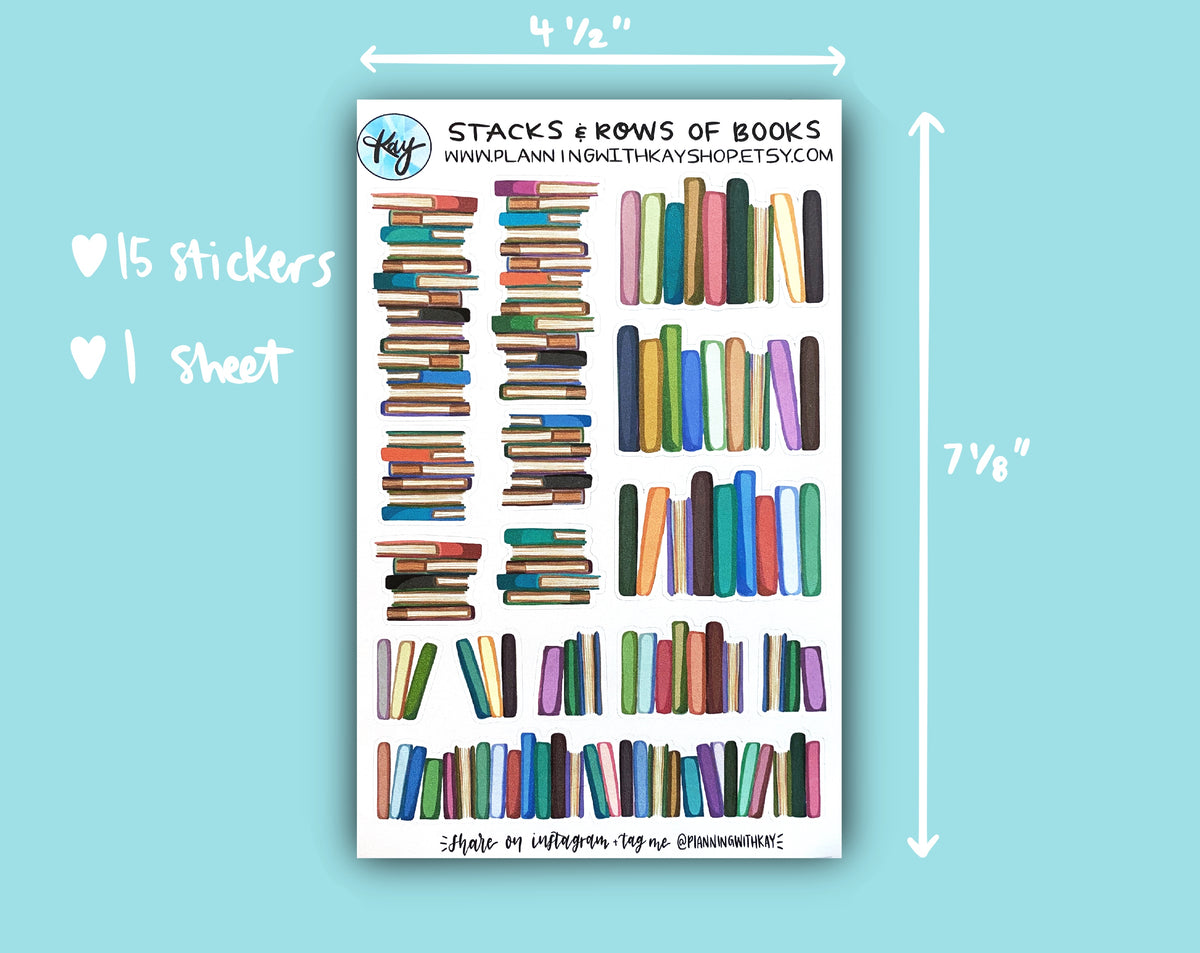 Stacks and Rows of Books Sticker Sheet | Stickers for Planners ...