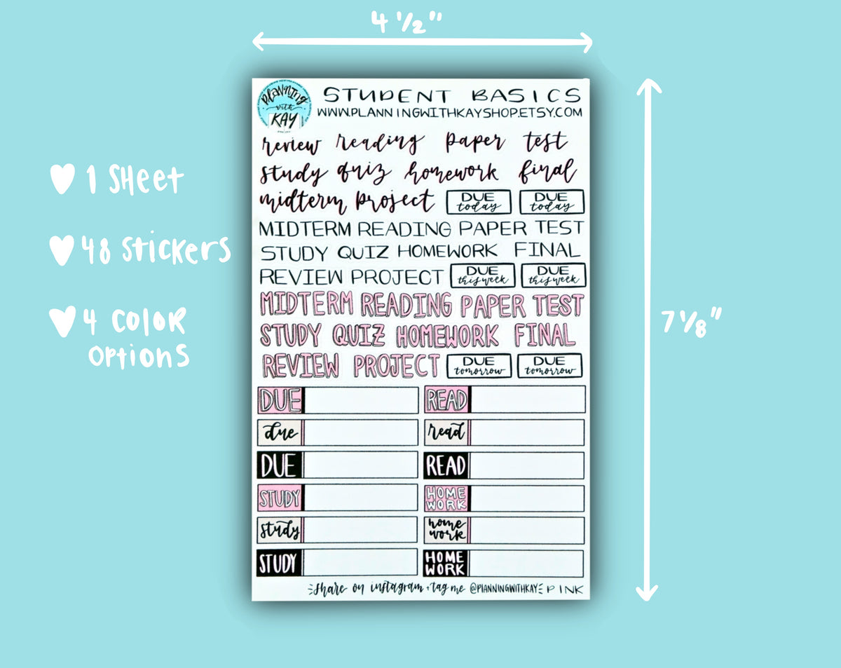 Student Basics | Stickers for Planners, Journals & Organizers ...