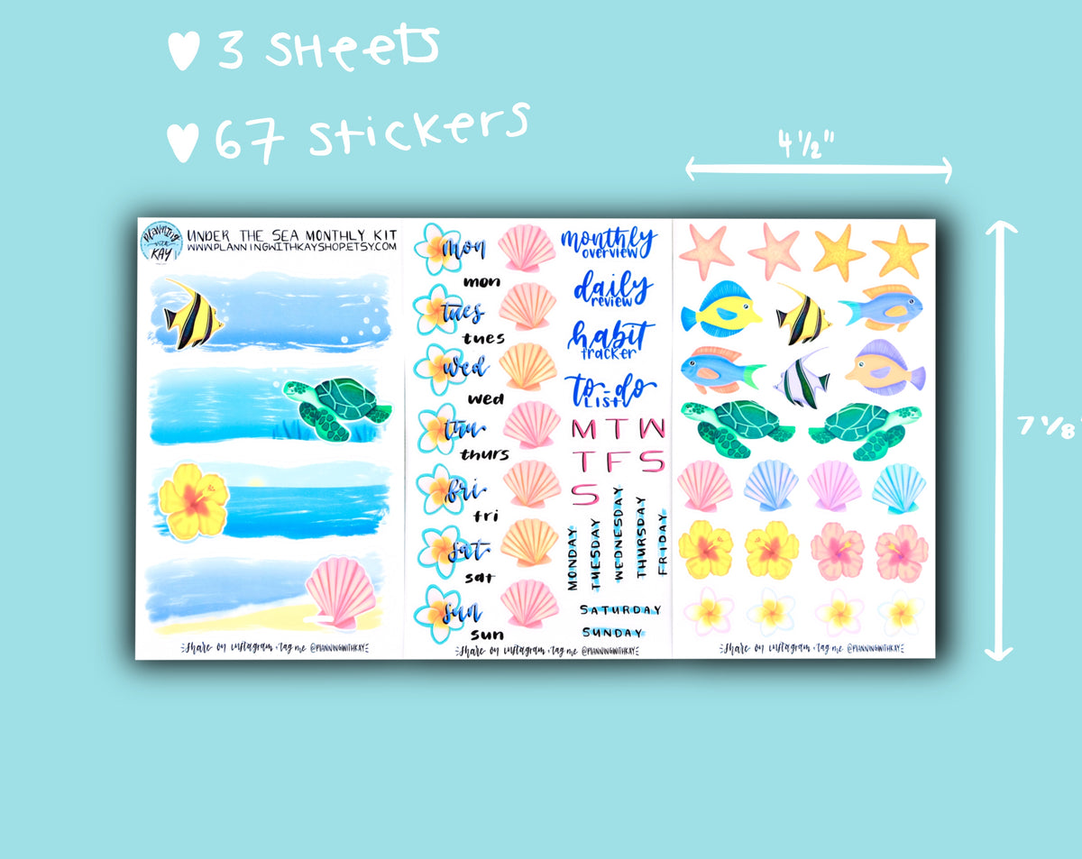 Under the Sea Monthly Kit | Stickers for Planners, Journals ...