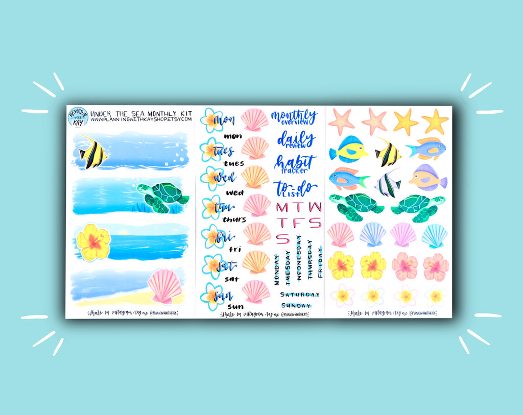 Under the Sea Monthly Kit | Stickers for Planners, Journals ...