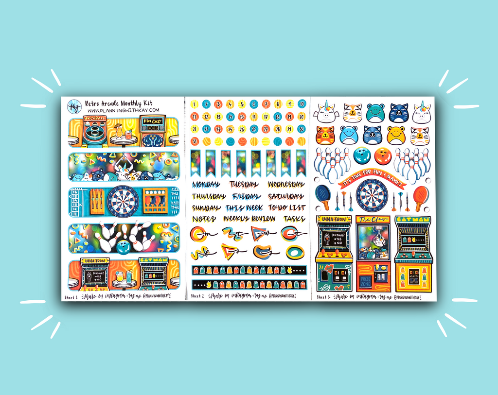 DIGITAL DOWNLOAD Retro Arcade Monthly Kit – Planning With Kay