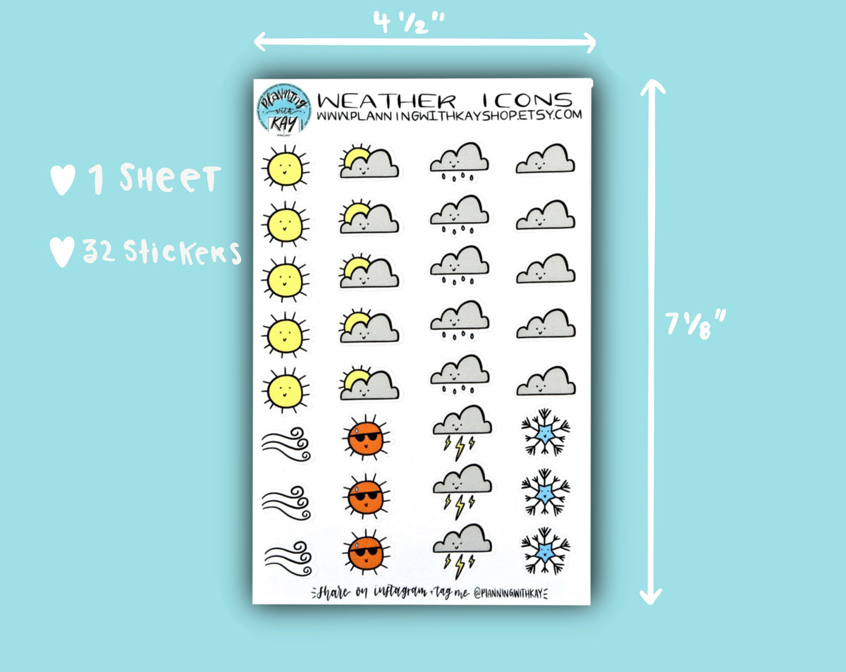 Weather Icons | Stickers for Planners, Journals & Organizers – Planning ...