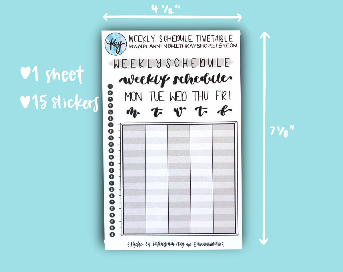 Weekly Schedule Timetable Sticker Sheet | Stickers for Planners ...