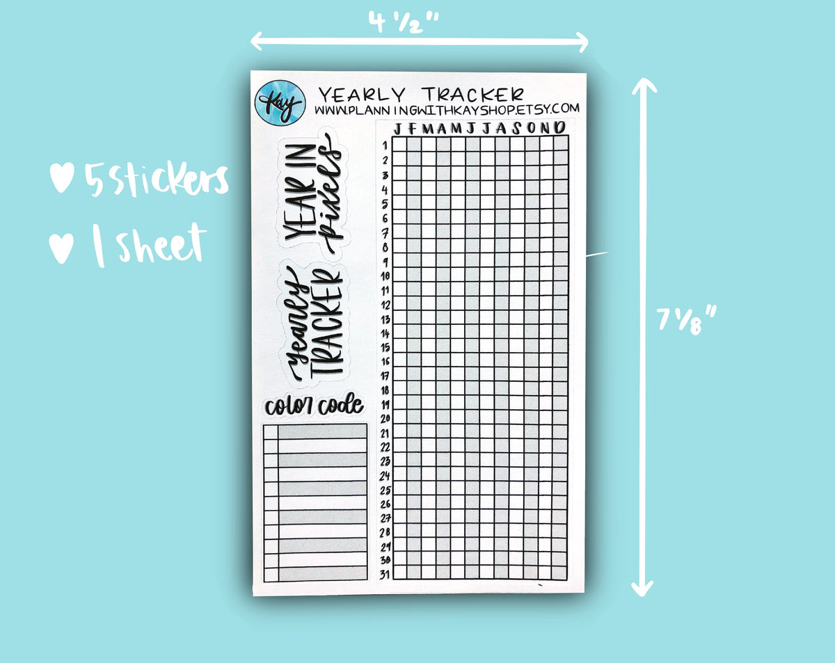 Yearly Tracker Sticker Sheet | Stickers for Planners, Journals ...
