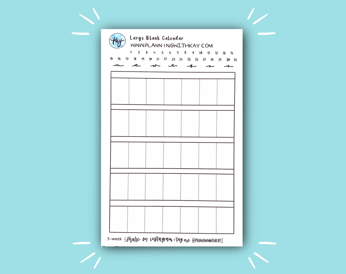 Blank 1 Week Calendar